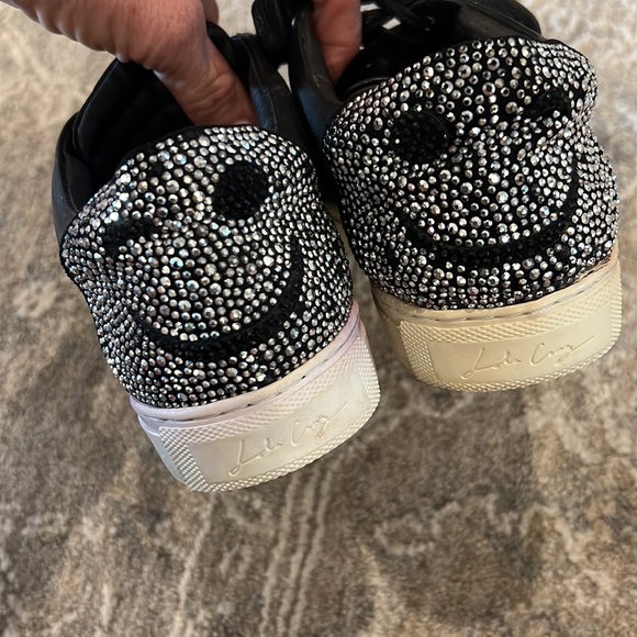 Lola Cruz | Shoes | Lola Cruz Black Leather Smiley Face Sneakers | Poshmark
